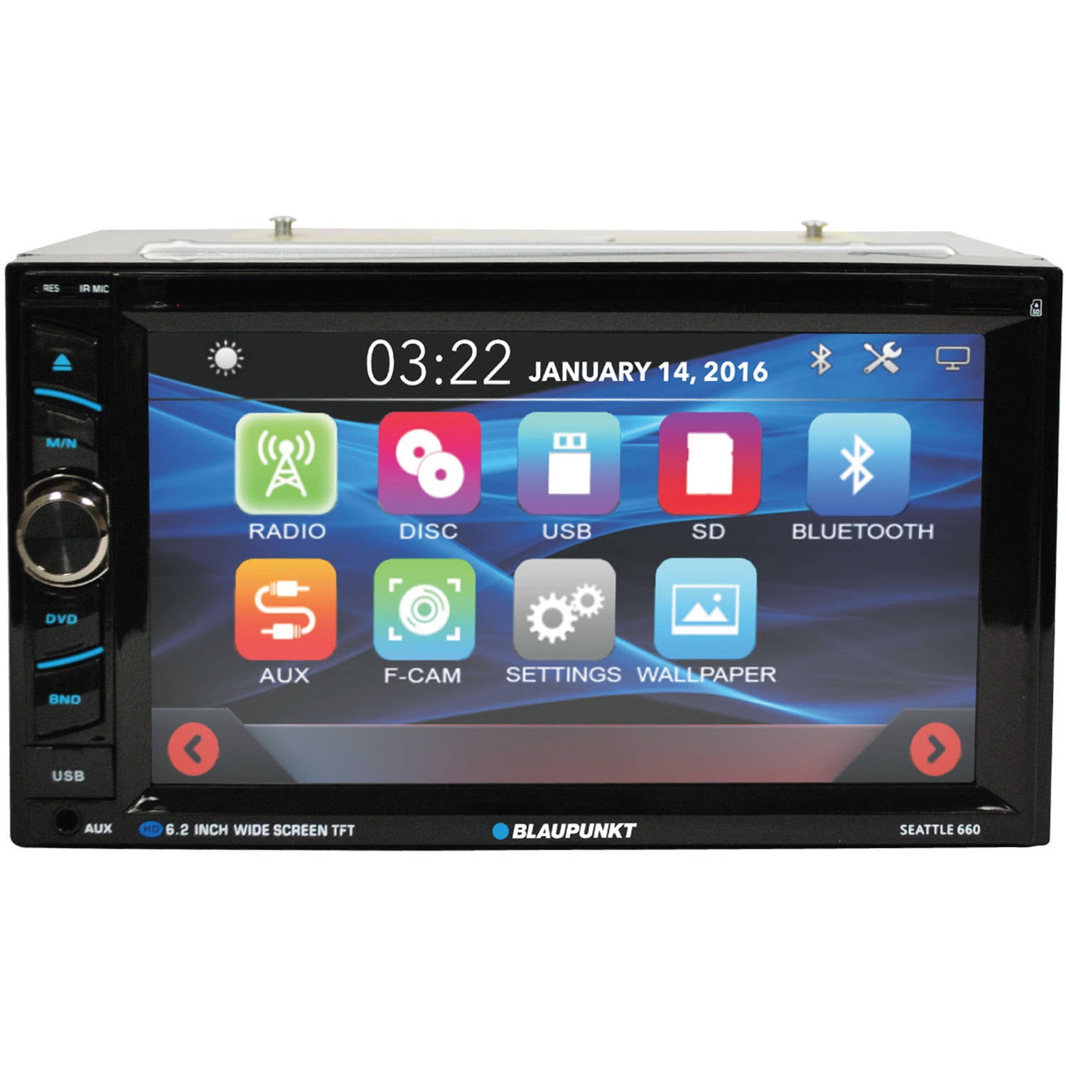 6.2" Double-DIN In Dash Touch Screen Receiver with Bluetooth - Walmart.com