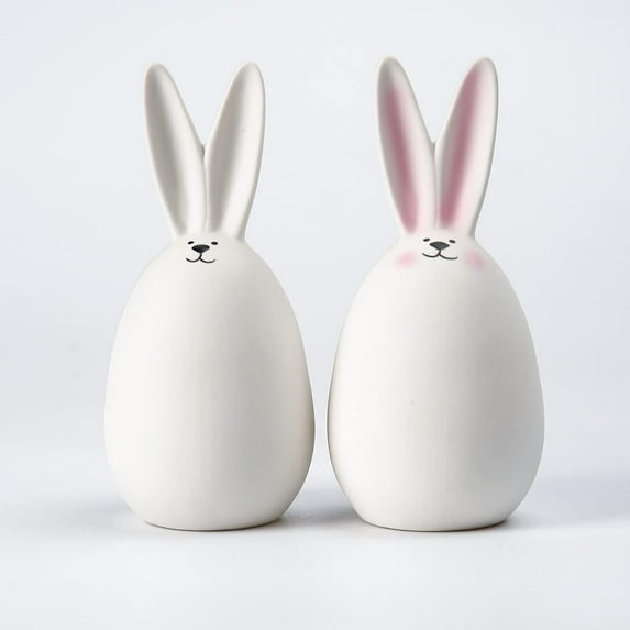 6.2 Inch Ceramic White Rabbits Easter Bunny Rabbits Bunny Decoration ...