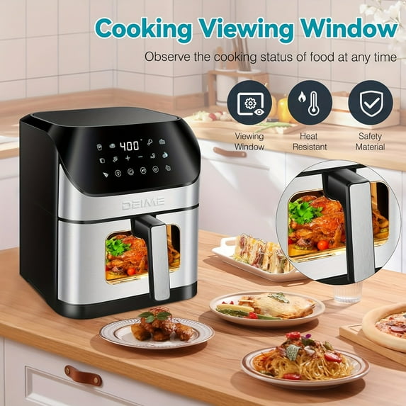 6.2 QT 1500W Large Capacity Air Fryer Oven - 10 Preset Functions ...