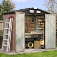 6.2 ft x 4 ft Outdoor Metal Storage Shed with Sloping Roof, Lockable ...