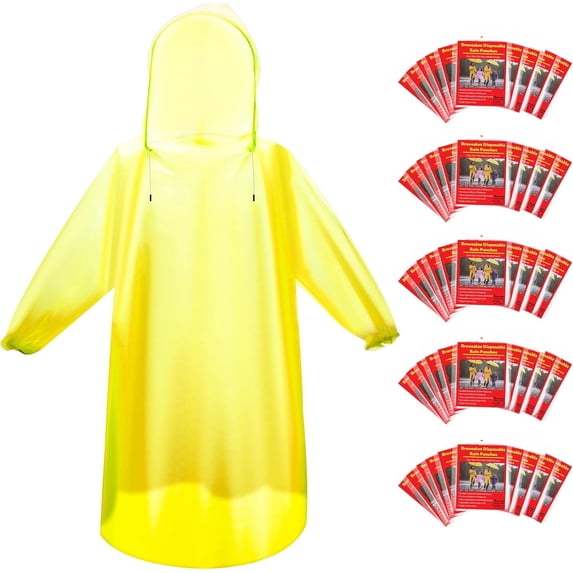 6 & 20 & 50 Pack Disposable Rain Ponchos for Adults/Youth, Waterproof ...