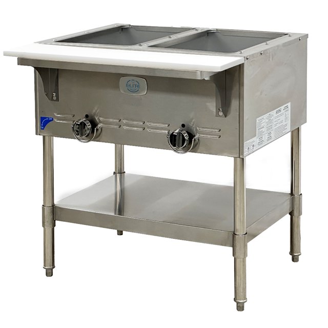 6,200 BTU Gas Steam Table, Food Steaming Table with 2 Well Warmer 30.5 ...
