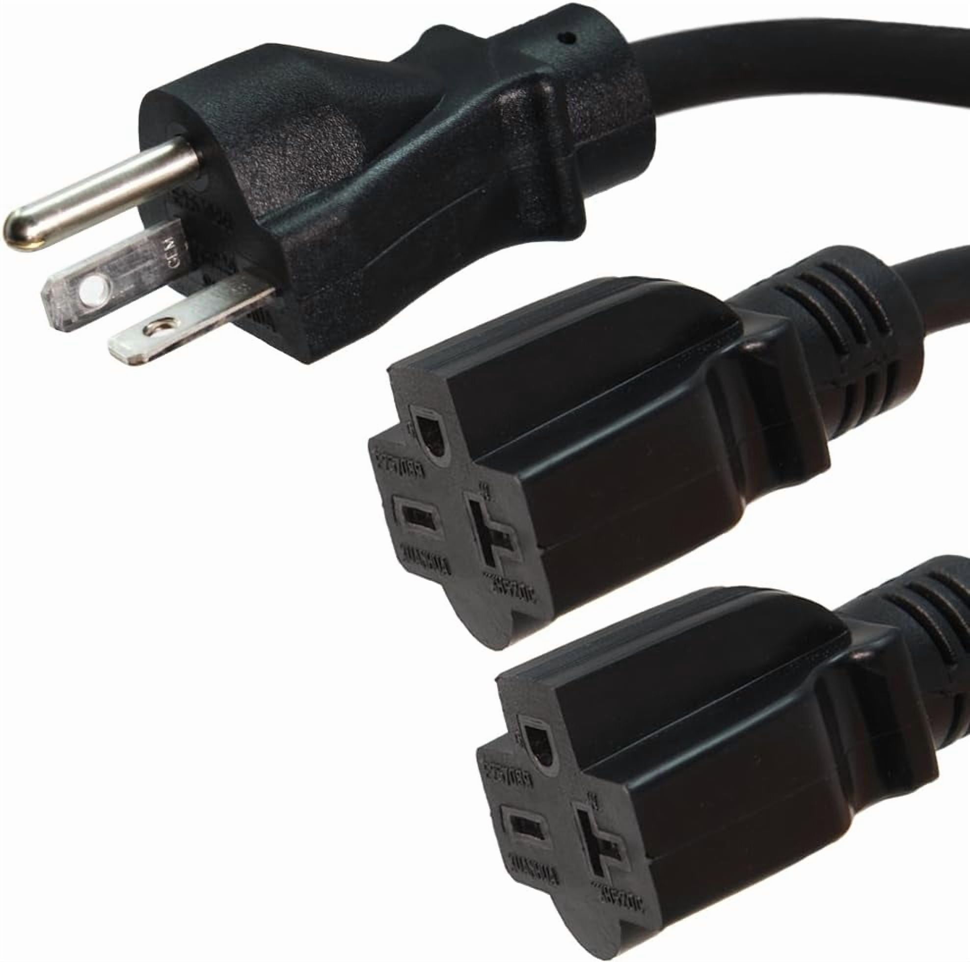 6-20P to 2X 6-20R Y Splitter Power Cord, 20A, 250V, 12/3 SJT, 4ft + 2ft ...