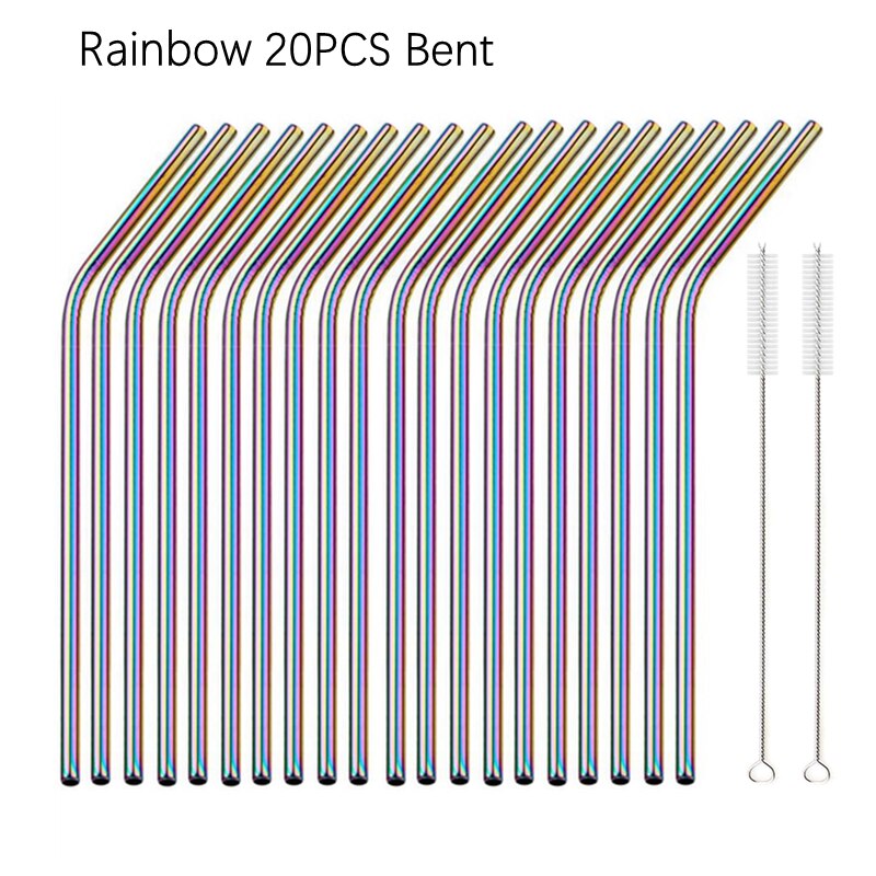 6*215mm 10 Colors Eco-friendly Reusable Metal Straws Set 304 Stainless ...
