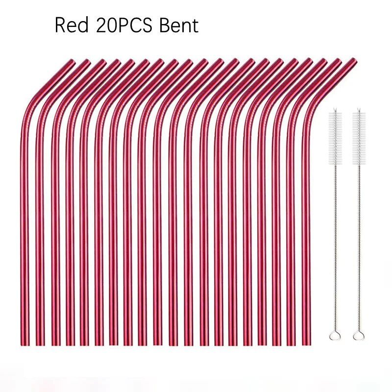 6*215mm 10 Colors Eco-friendly Reusable Metal Straws Set 304 Stainless ...
