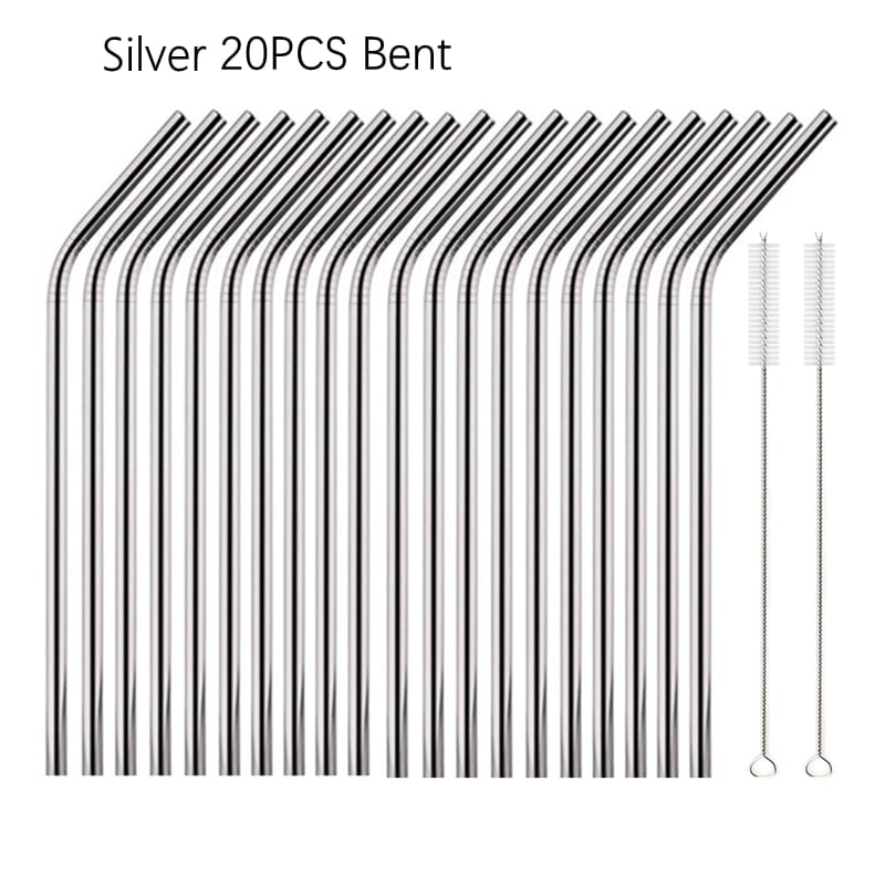 6*215mm 10 Colors Eco-friendly Reusable Metal Straws Set 304 Stainless ...