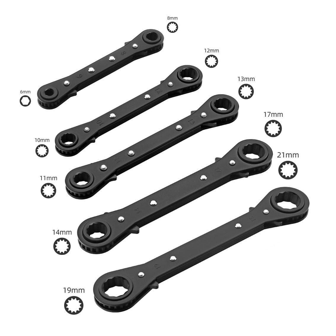 6-21Mm Double-End Two-Way Ratcheting Wrench Plum Blossom for Car Repair ...