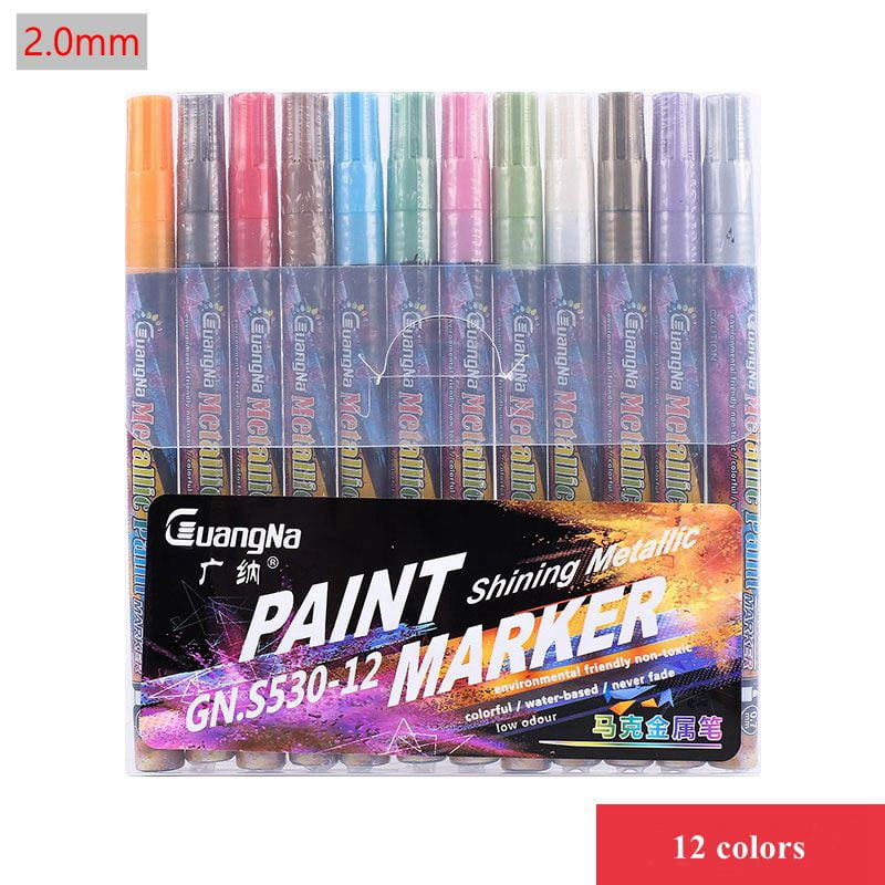 6/24 Colors Acrylic Metallic Marker Pens Extra Fine Point Paint Pen Art ...