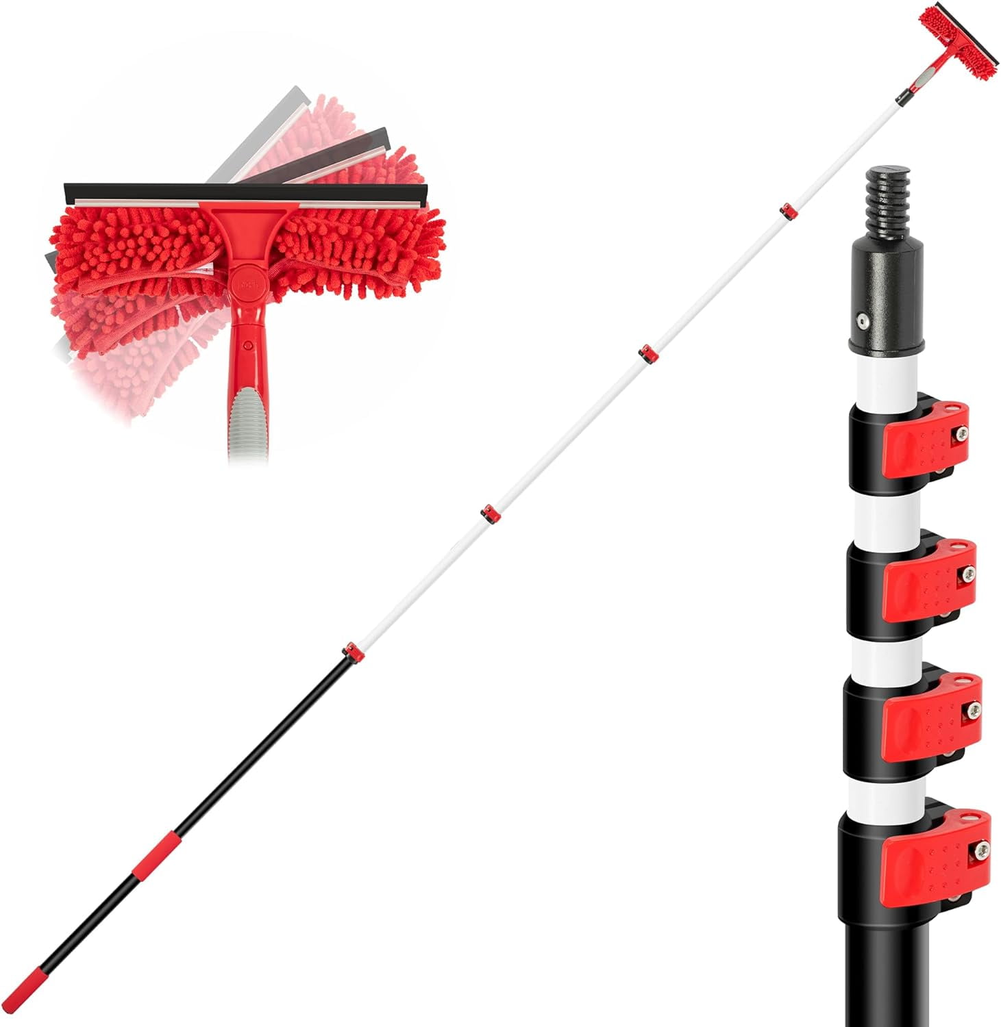 6-24 FT Window Squeegee with Extension Pole, Window Cleaning Kit with ...