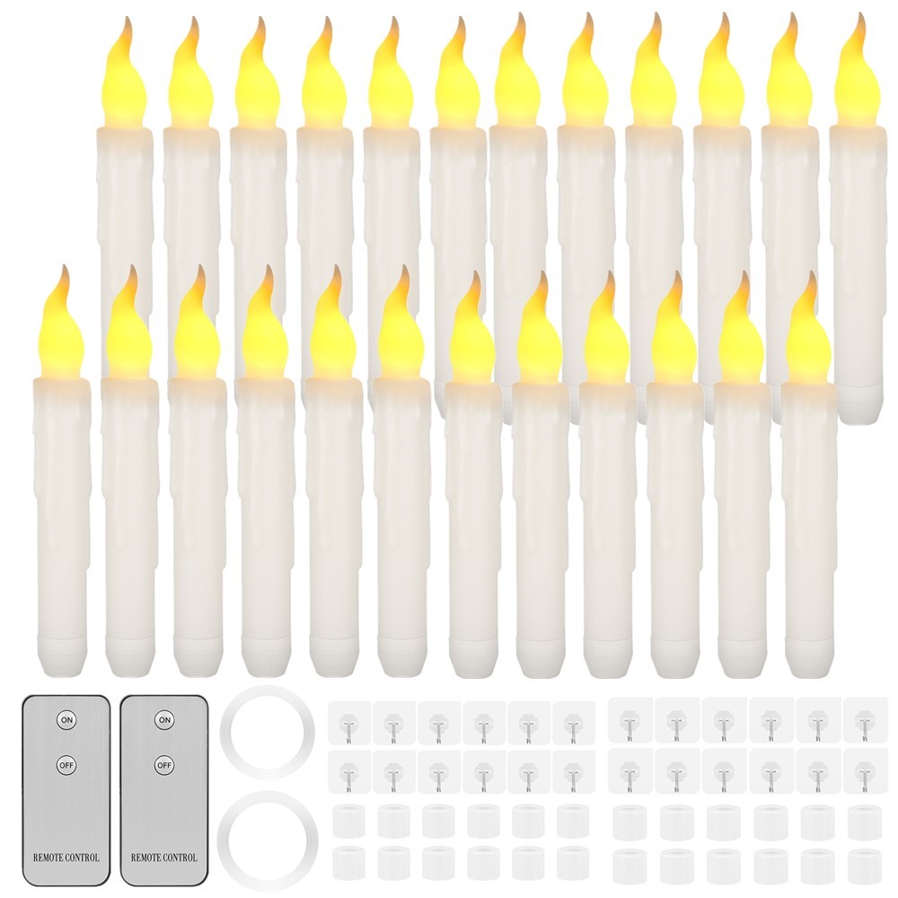 6/24Pc LED Flameless Taper Candles 6.5/11"Tall Tapered Candle Battery ...