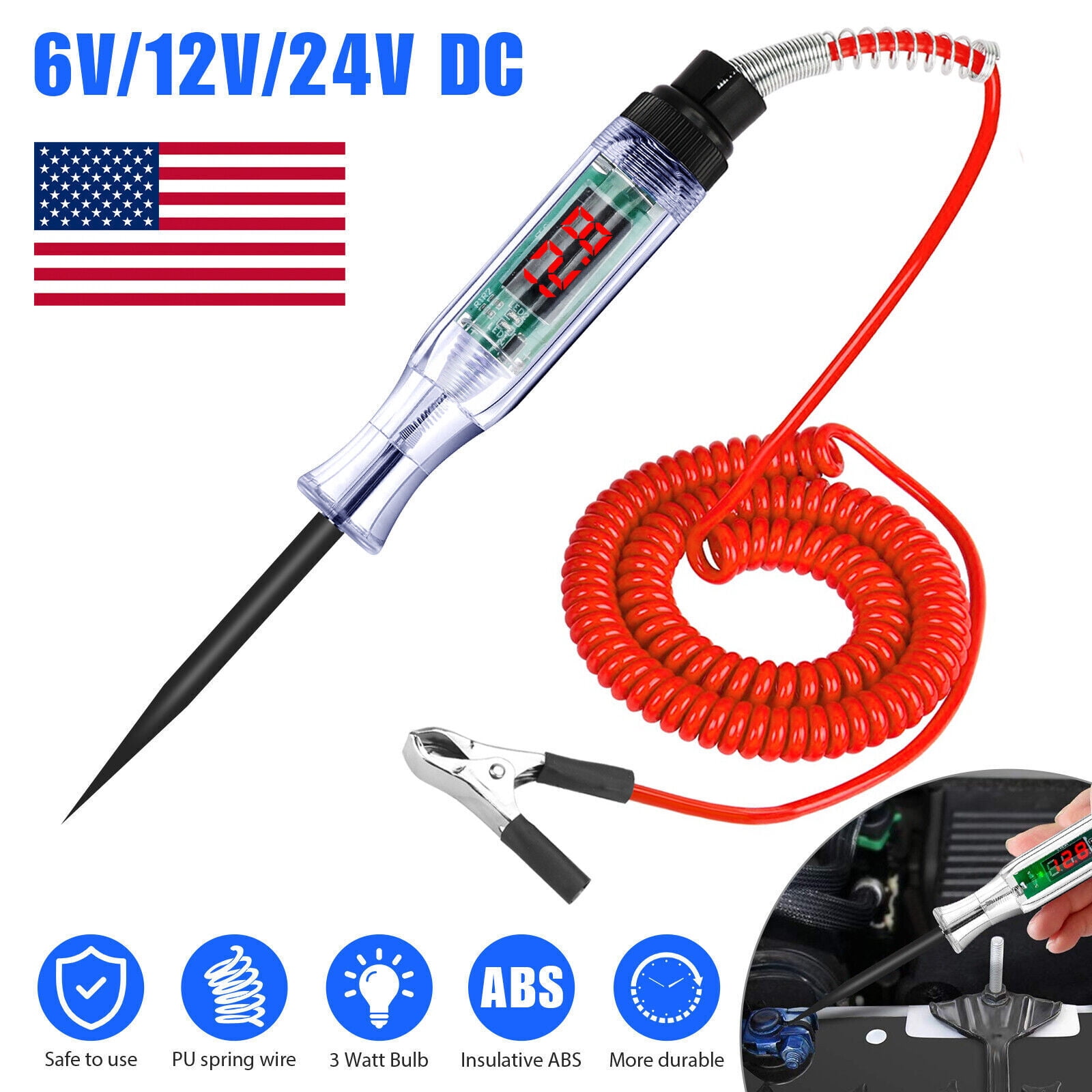 6-24V Digital Electric Voltage Circuit Tester Light Car Truck ...