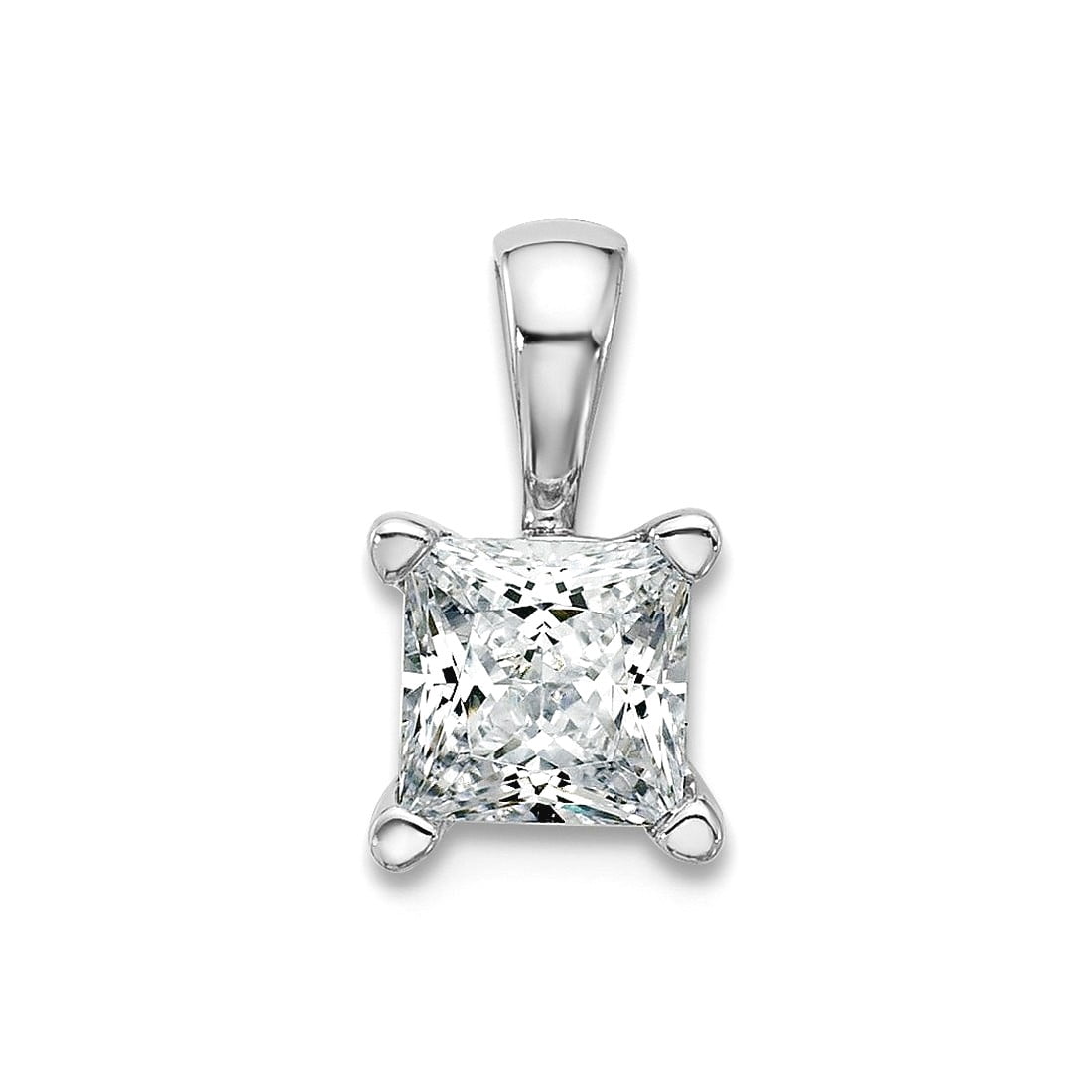 6.24mm 14k White Gold 3/4 Ct Lab Grown Diamond VS+ F+ Princess 4 Prong ...