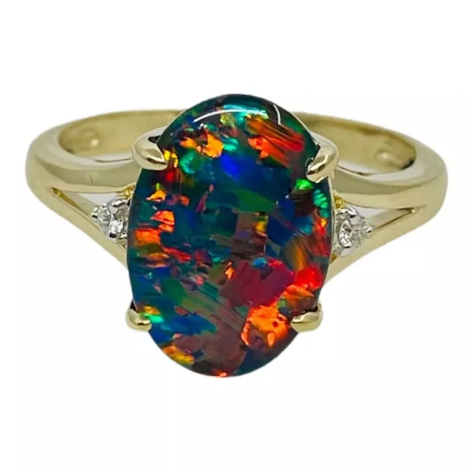 6.25 Carat Natural Black Opal Ring Handmade 925 Sterling Silver Engagement Fire Opal Ring ...