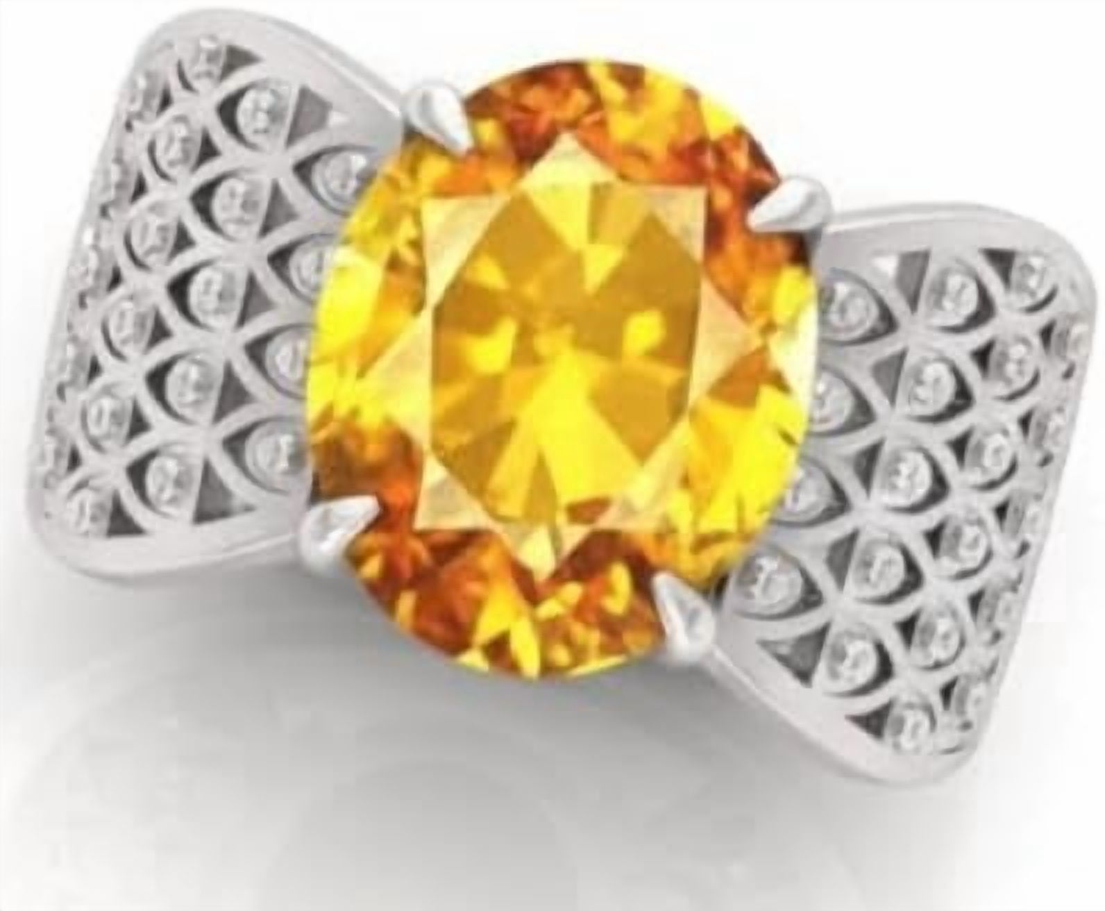 6.25 Ct Natural Yellow Sapphire Gemstone Panchdhatu Silver Plated ...