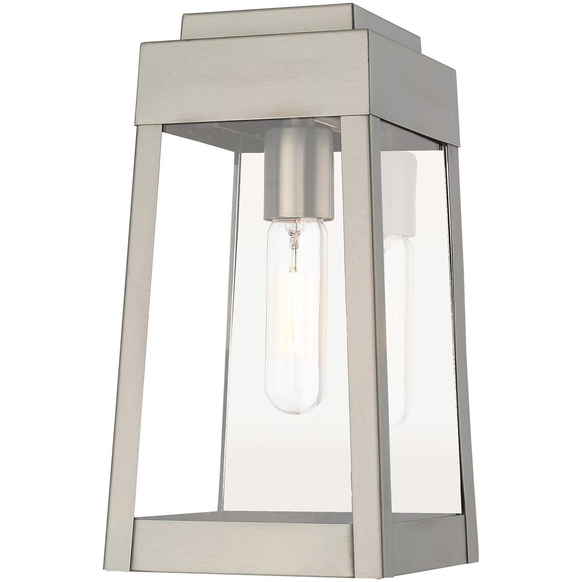 6.25 inch 1 Light Brushed Nickel Outdoor Wall Lantern with Clear Glass ...