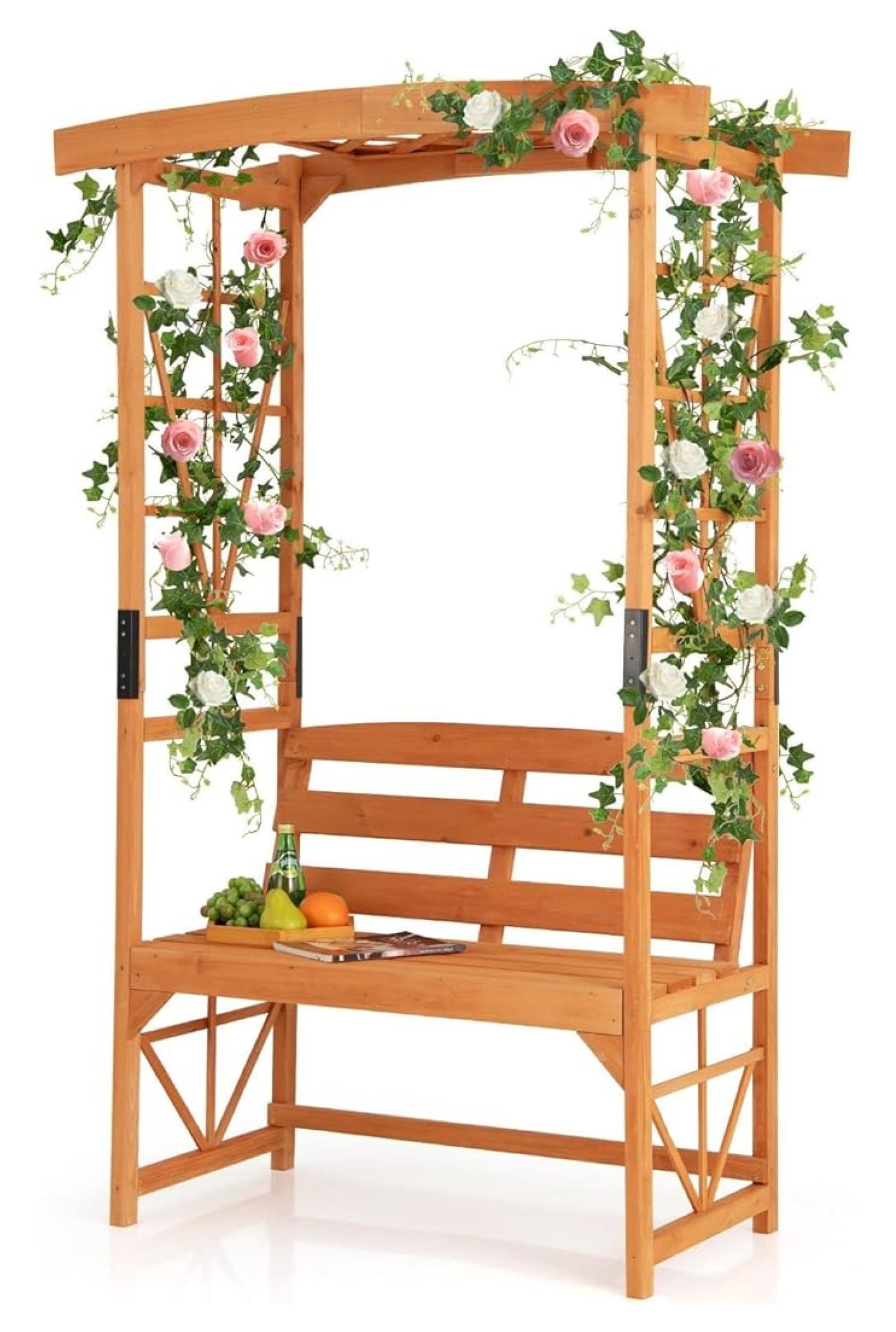 6.25ft Garden Arbor with , Wooden Arch w/Side Trellis for Climbing ...
