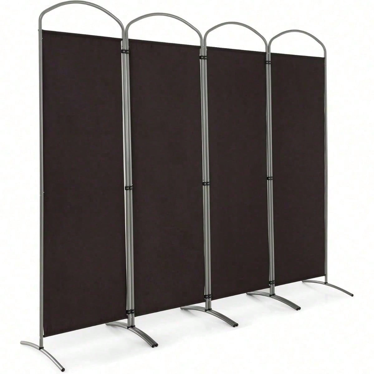 6.2Ft Folding 4-Panel Room Divider Brown- 87" Wide Freestanding ...