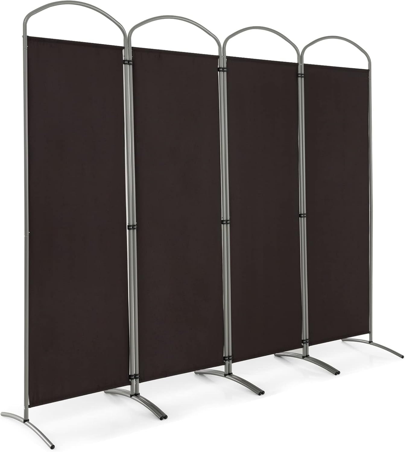 6.2Ft Folding 4-Panel Room Divider Brown- 87" Wide Freestanding ...