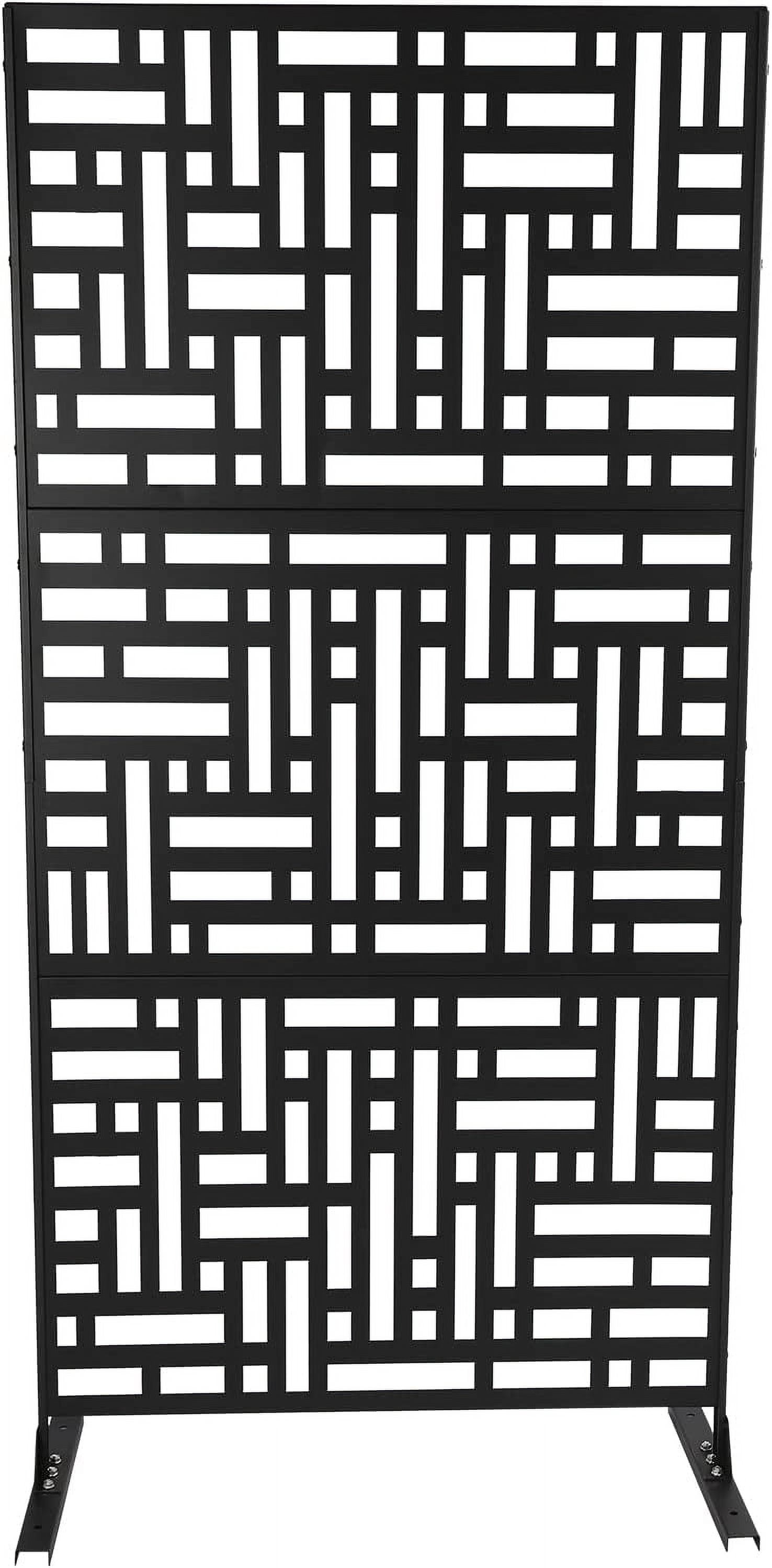 6.2Ft Metal Privacy Screen, Outdoor Privacy Screen Freestanding Stripes ...