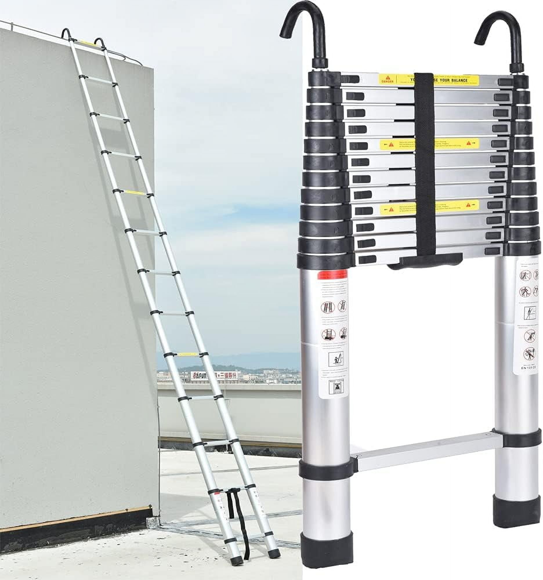 6.2M 20.3ft Aluminum Telescoping Ladder DIY Heavy Duty Extension Ladder ...