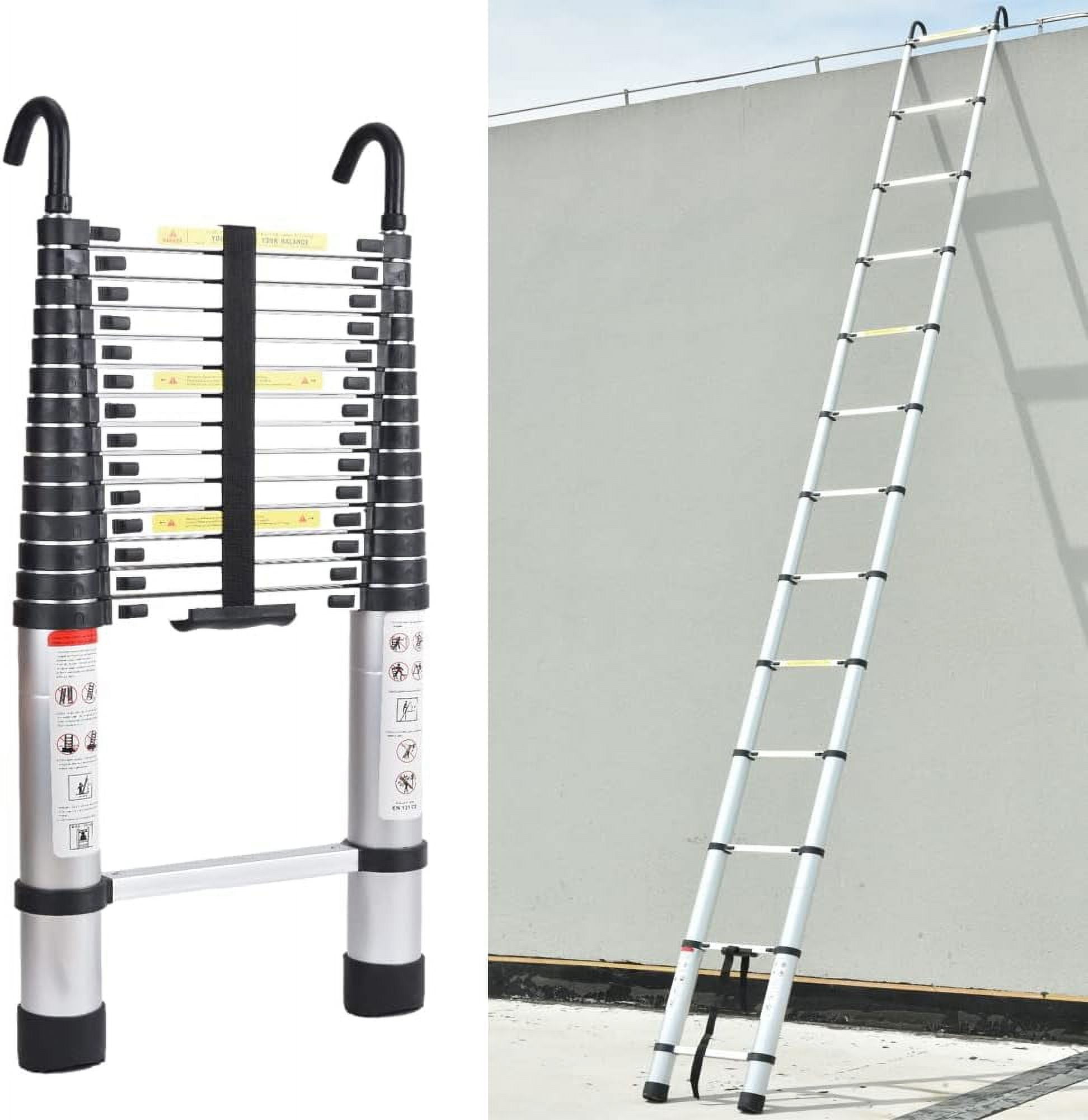 6.2M 20.3ft Aluminum Telescoping Ladder DIY Heavy Duty Extension Ladder ...