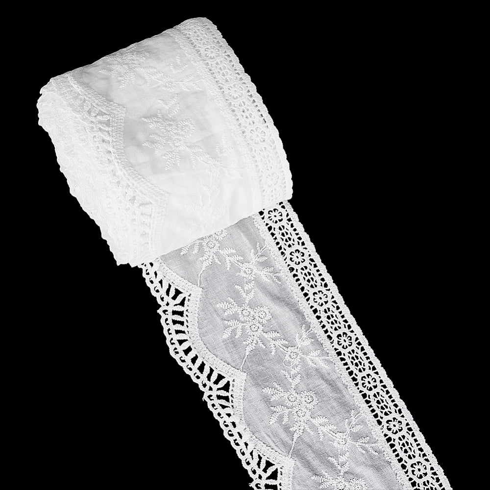 6.2Yard Cotton Lace Trim 4-1/8 inch Wide White Hollowed Cotton Lace ...