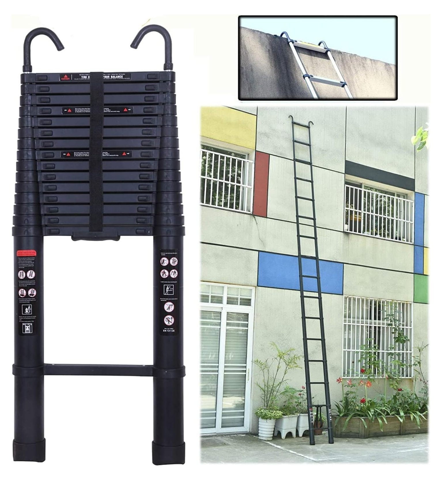 6.2m (20.3FT) Telescopic Ladder Foldable Aluminum Telescoping Extension ...