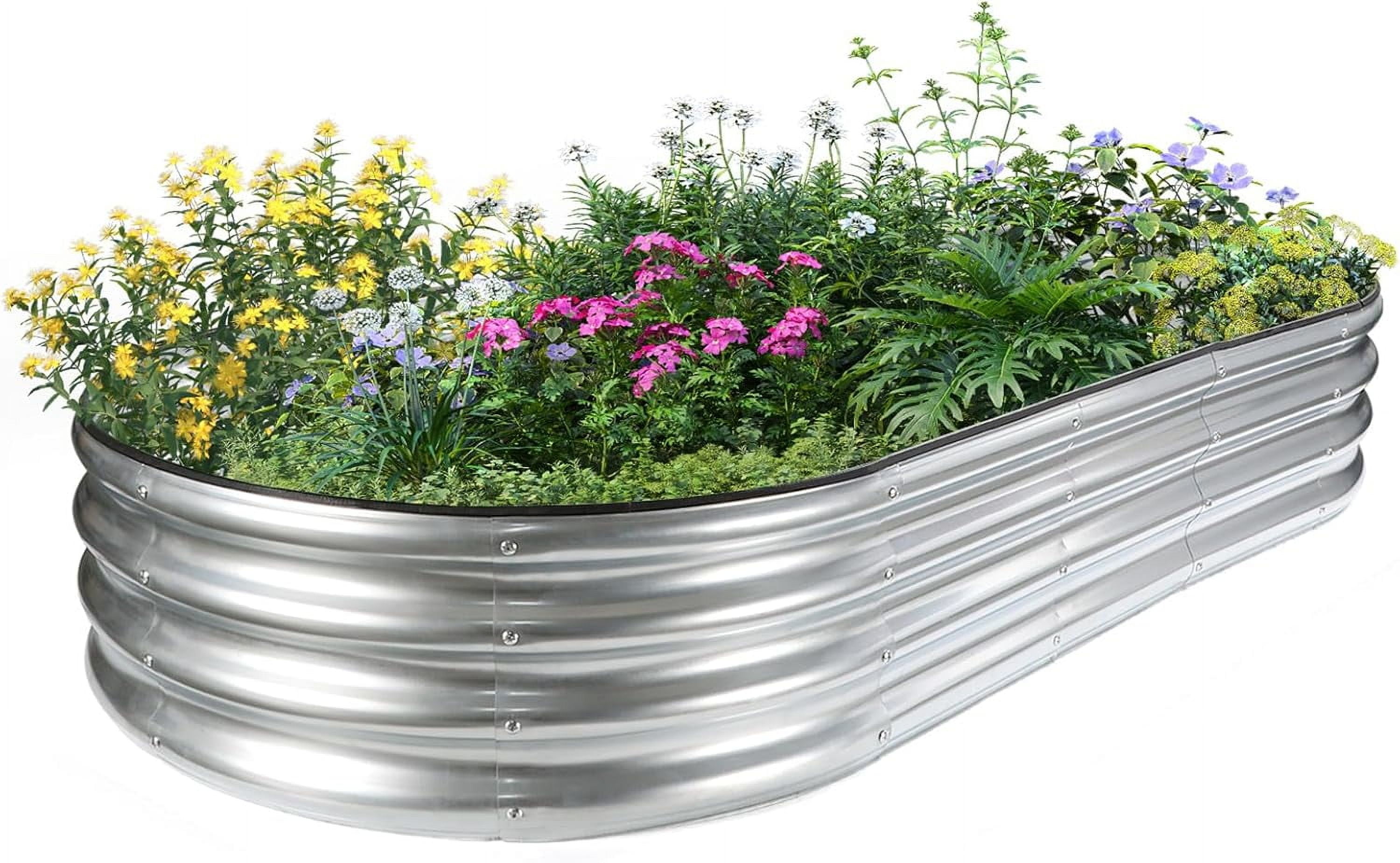 6×3×1ft Oval Raised Garden Bed,Galvanized Raised Garden Bed Kit Outdoor ...