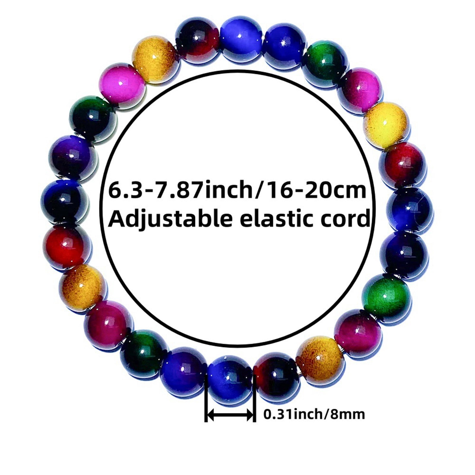 6.3-7.8 Inch Gemstone Bracelet Beaded Bracelets for Women Men - Beaded ...