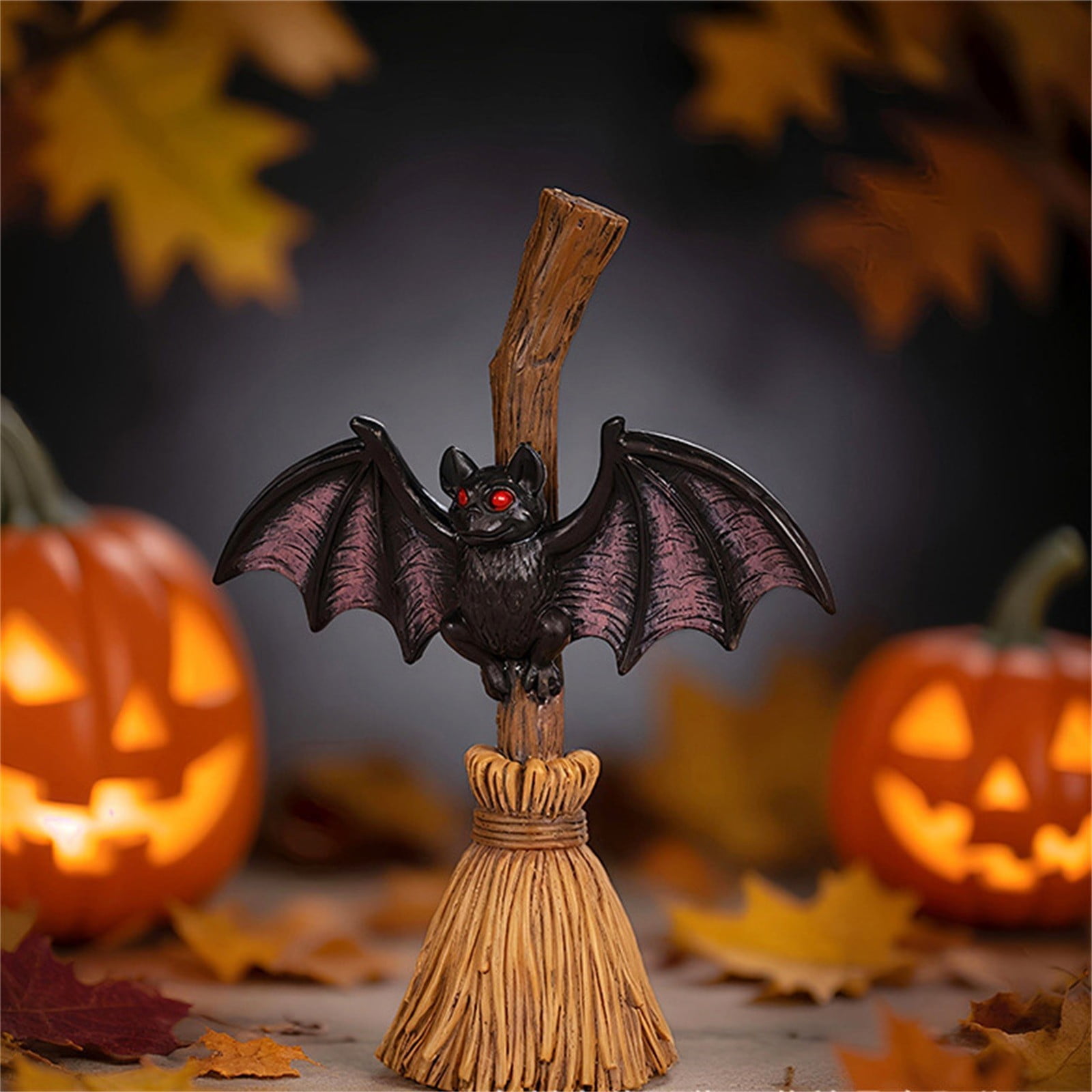 6.3" Broom Bat Halloween Decorations Outdoor, Halloween Horror Bat ...