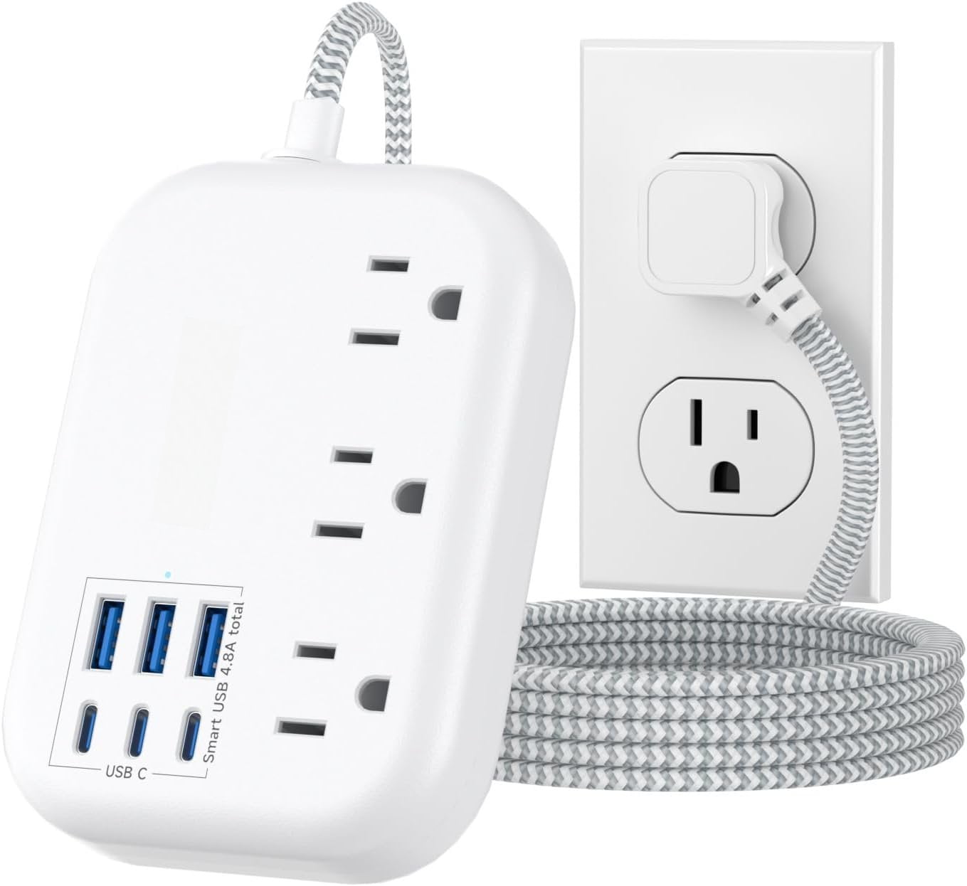 6 (3 C) Power Strip- Travel Power Strip with 6 Desktop Station 24W/4.8A ...