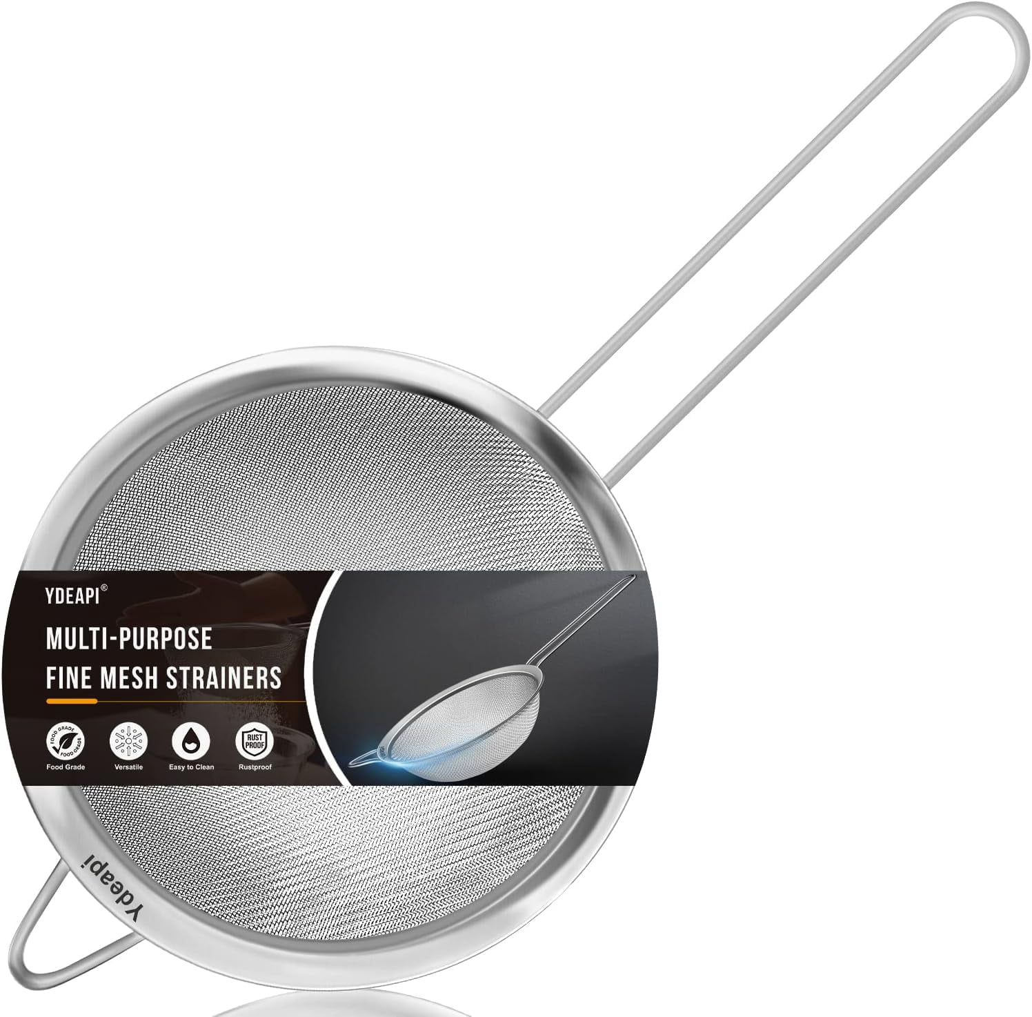 6.3" fine mesh strainer with handle, metal food strainers for kitchen ...