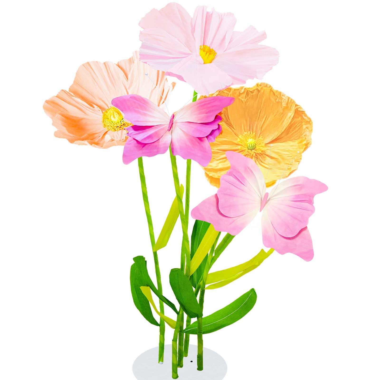 6.3 Ft Giant Paper Flowers Decoration,Large Fake Flower Standing Stems ...