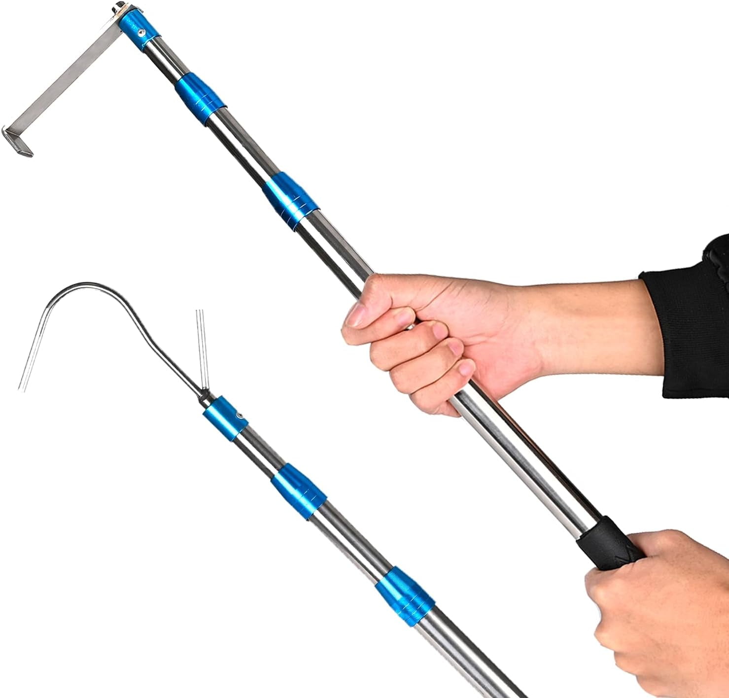 6.3 Ft Truck Cargo Grabber Reach Retriever Tool with Two Hooks, Pickup ...