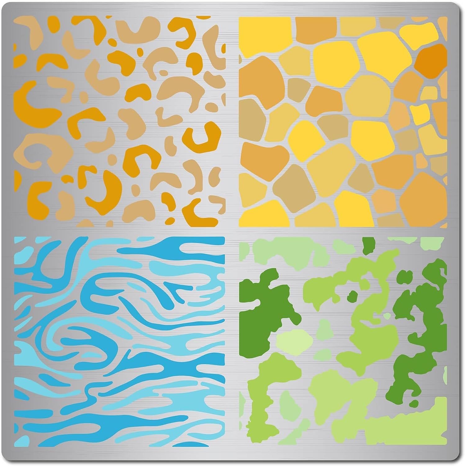 6.3 Inch 4 Styles Animal Print Stencils Leopard Skin Stencil Stainless Steel Journal Stencils ...