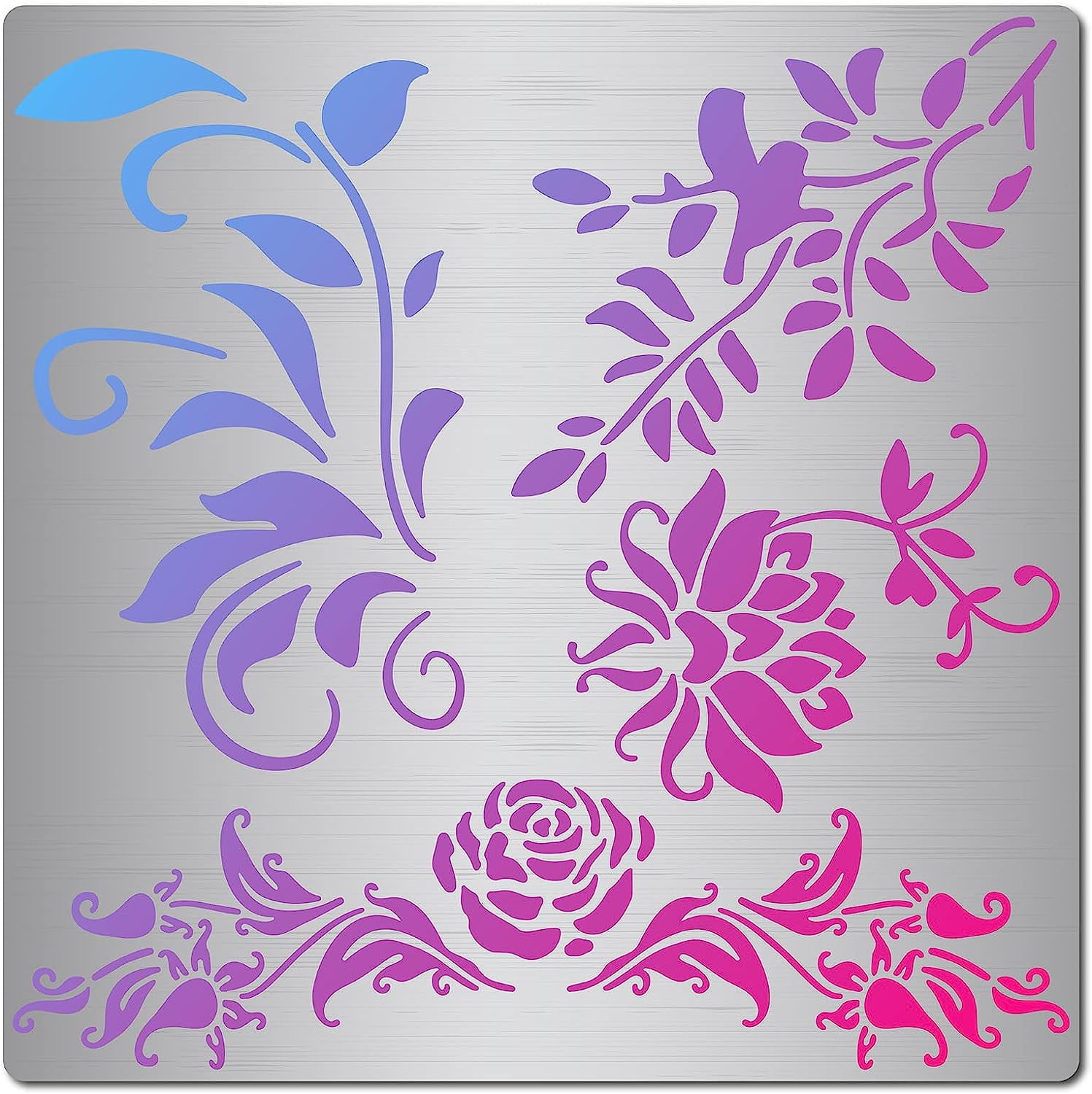 6.3 Inch Flower Stencils Metal Sunflower Stencil Leaf Flourish ...