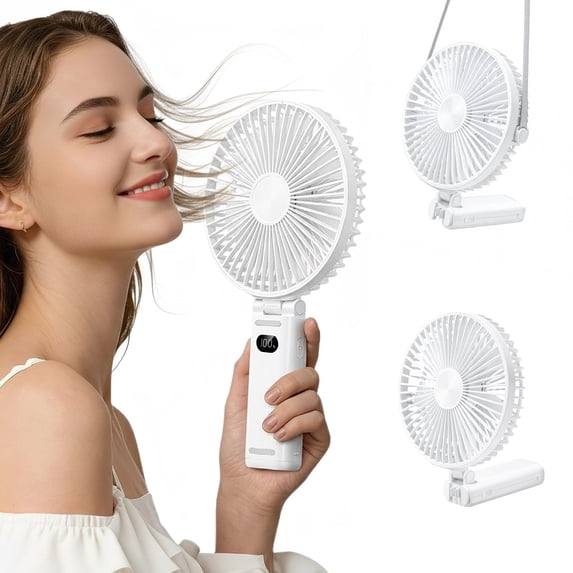 Foldable Handheld Fan, 5 Speed LED Display 3600mAh Rechargeable, for ...