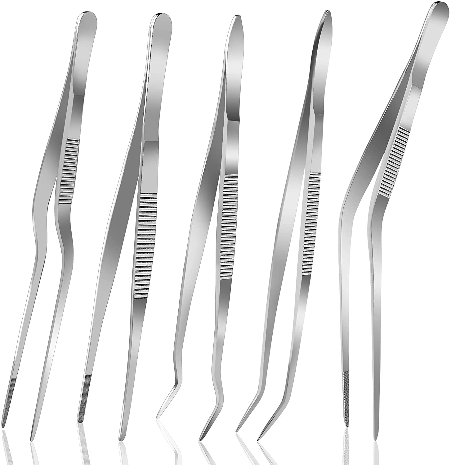 6.3 Inch Food Tweezers Stainless Steel with Precision Serrated Tips ...