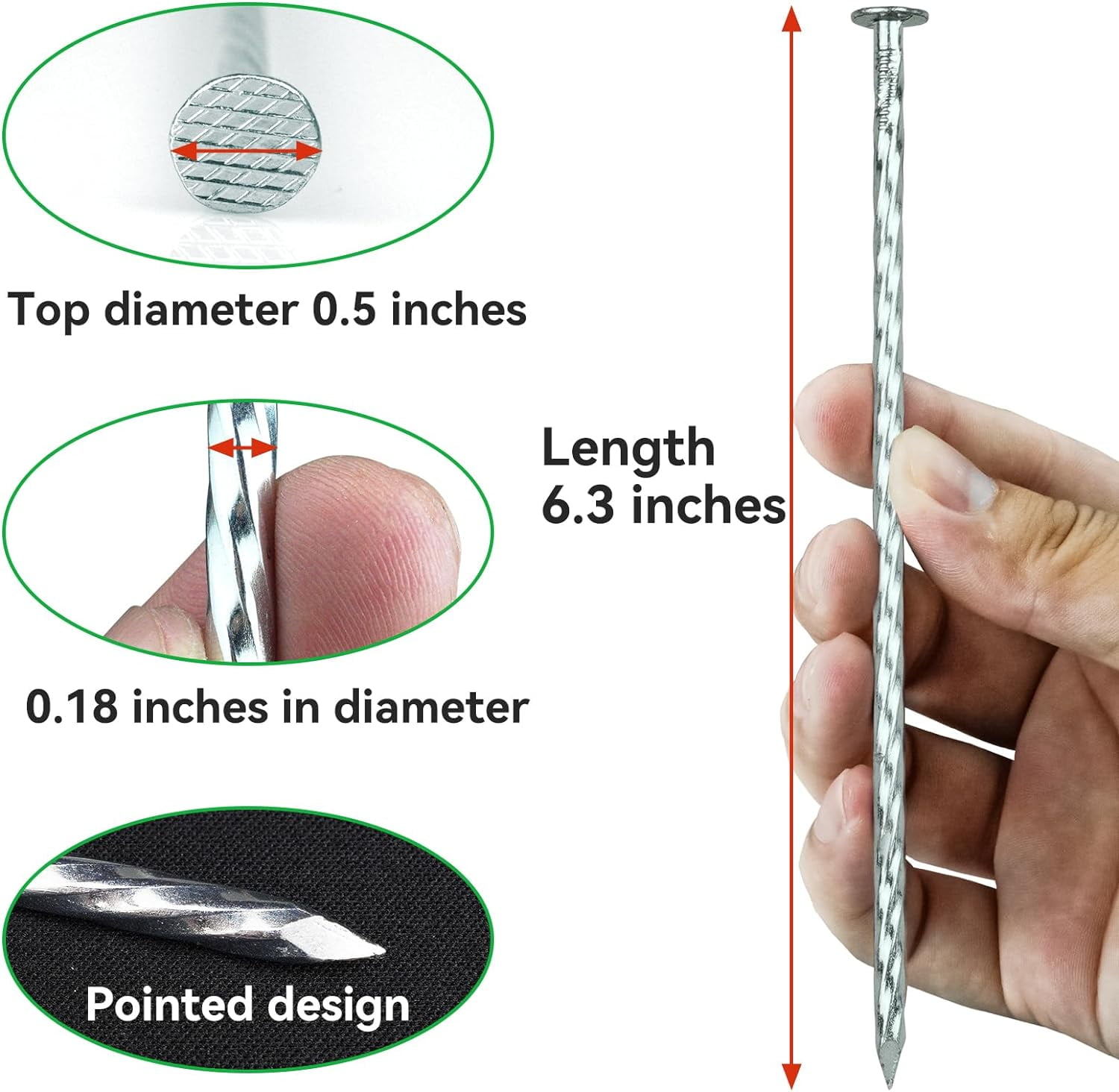 6.3-Inch Galvanized Heavy-Duty Landscape Stakes, (300-Pack) Spiral ...