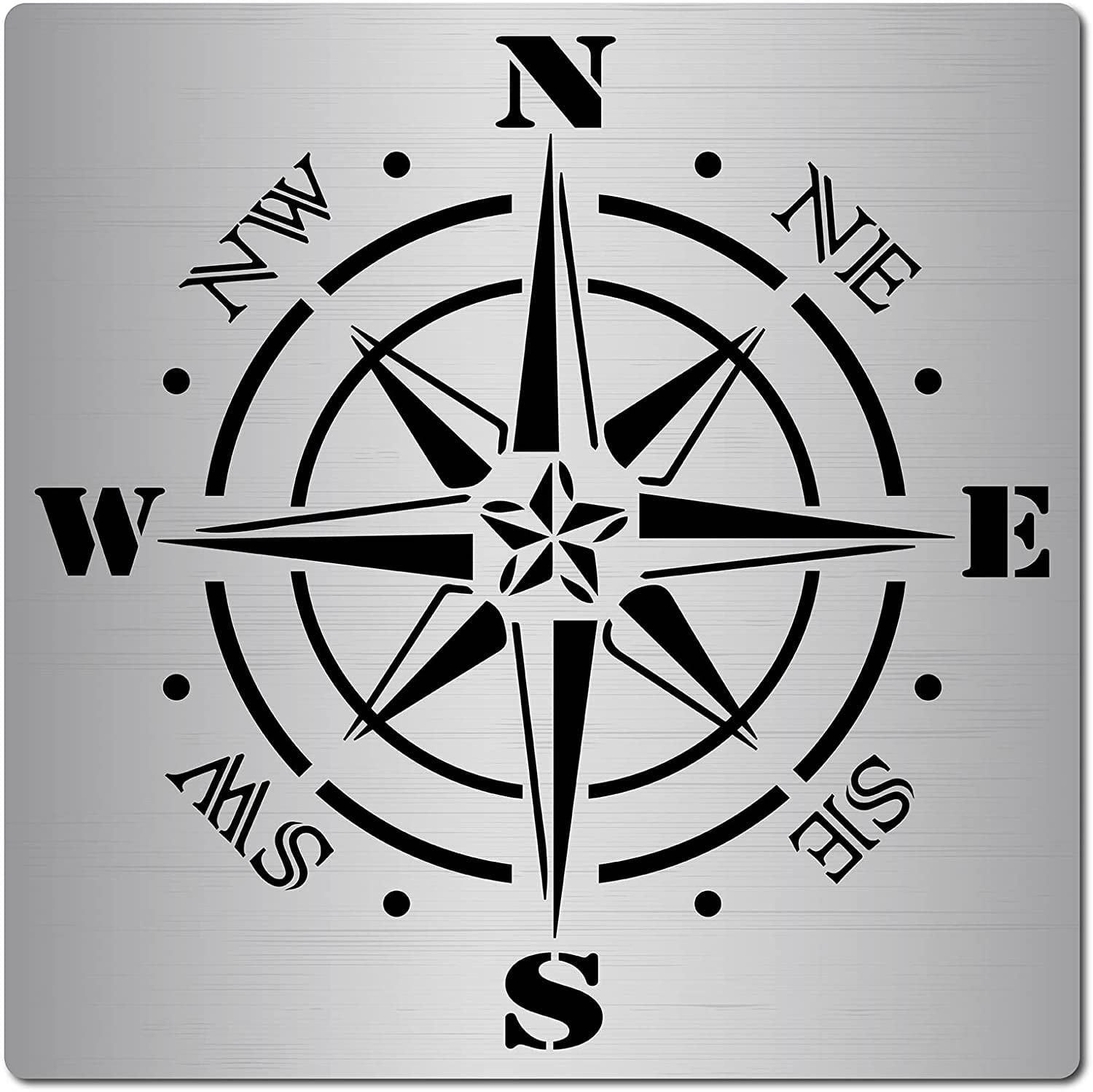 6.3 Inch Metal Compass Rose Stencil Stainless Steel Painting Reusable Template Journal Tool for ...