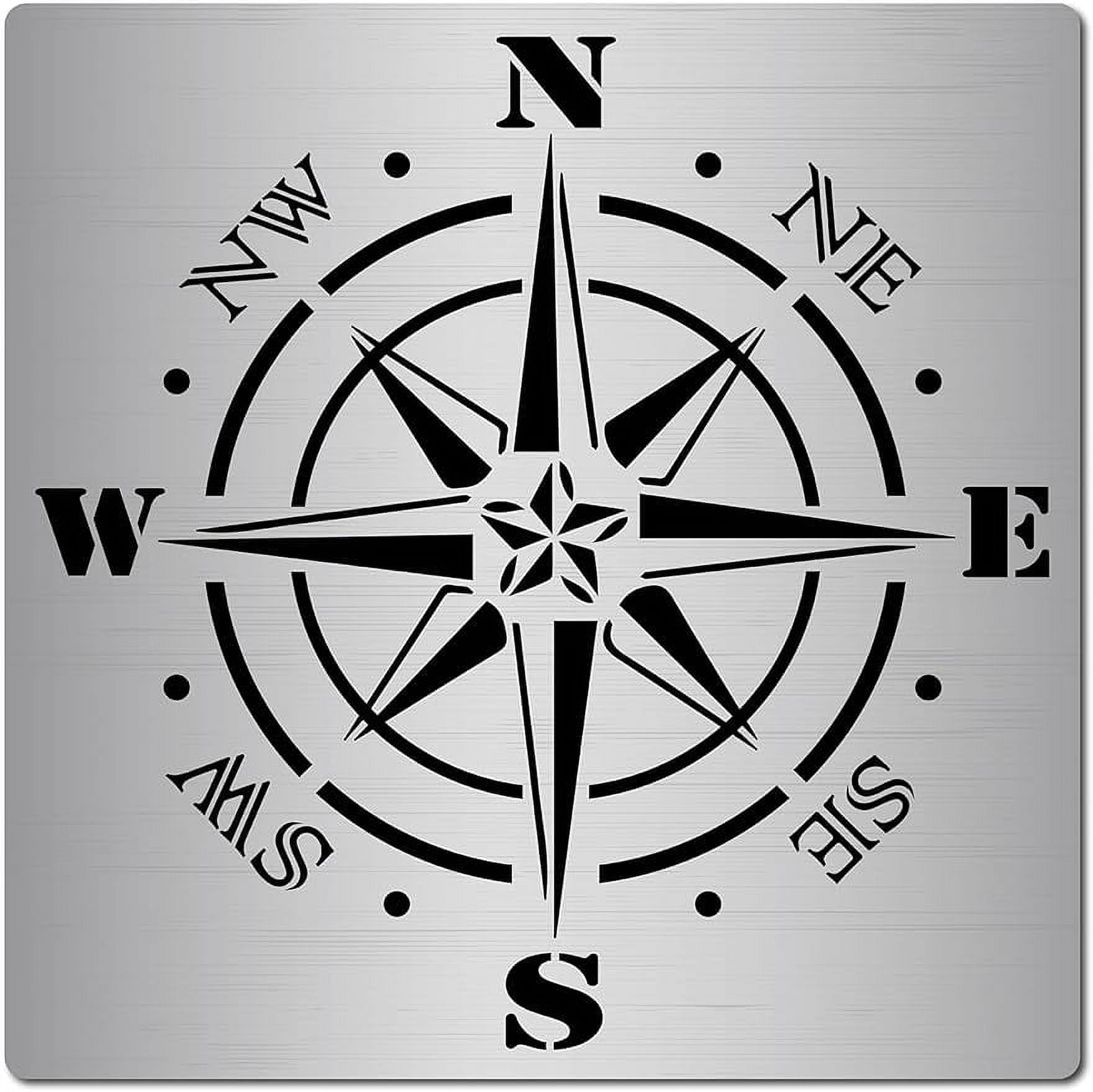6.3 Inch Metal Compass Rose Stencil Stainless Steel Painting Reusable ...