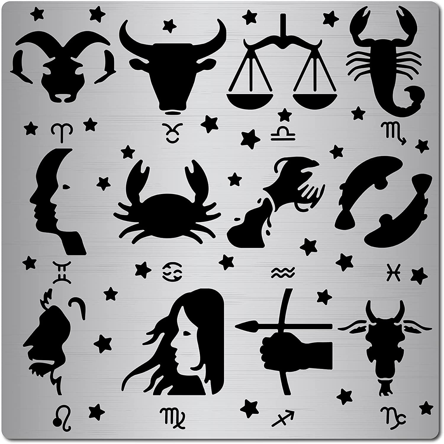 6.3 Inch Metal Constellations Stencils Zodiac Glyphs Symbols Stainless ...