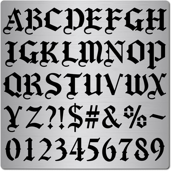 6.3 Inch Metal Gothic Font Lettering Stencil 1" High Stainless Steel ...