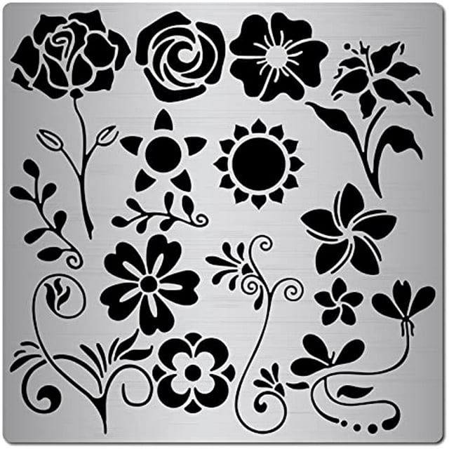 6.3 Inch Metal Rose Stencil Flowers Vines Template Stainless Steel ...