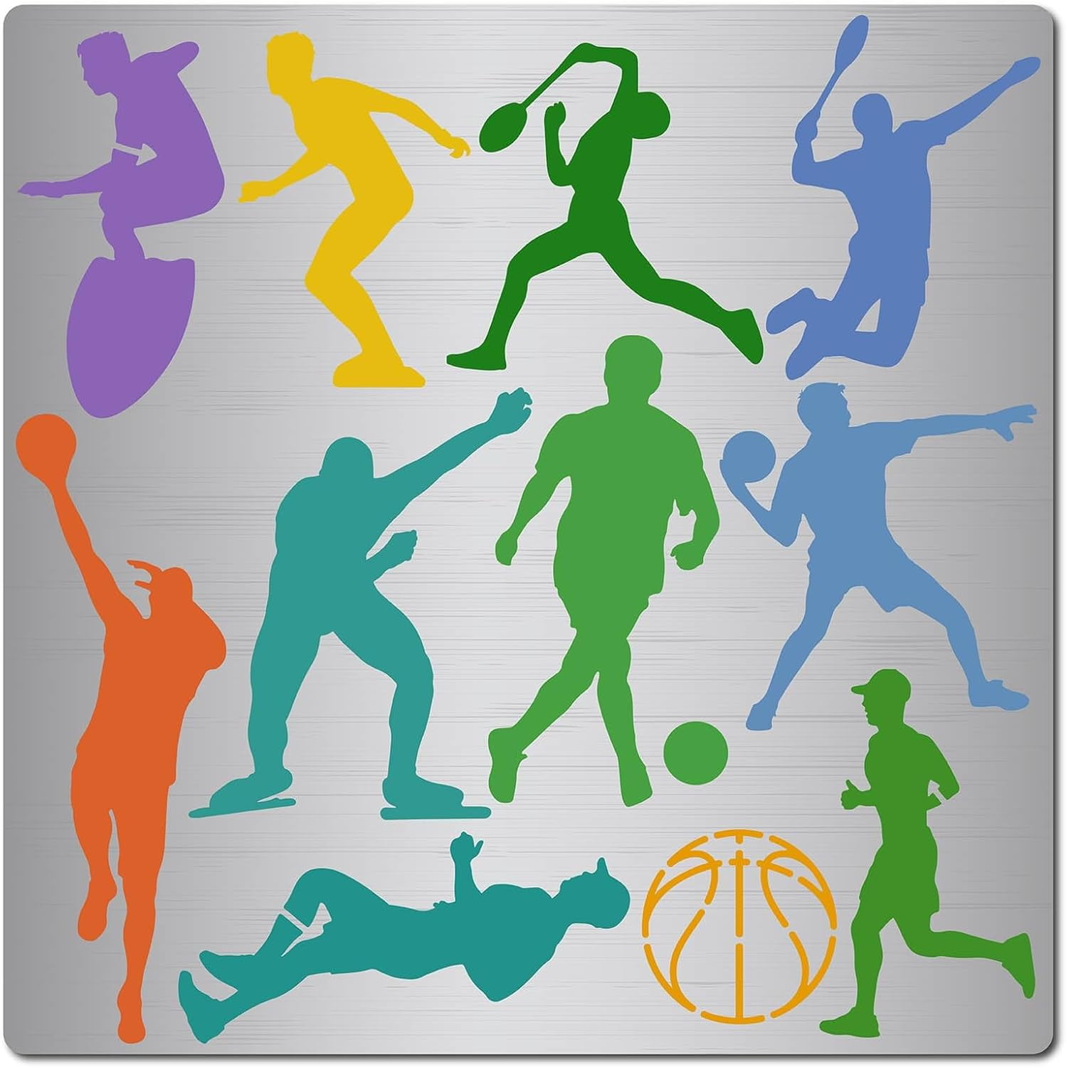 6.3 Inch Sports Metal Stencil Human Basketball Metal Template Stainless ...
