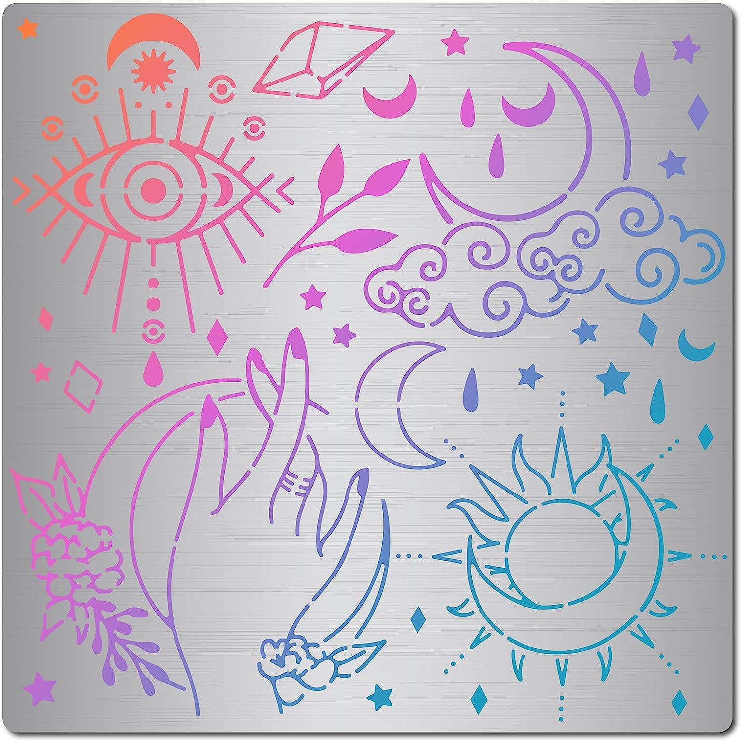 6.3 Inch Tarot Stencil Moon Pattern Demon Eye Templates Sun Card ...