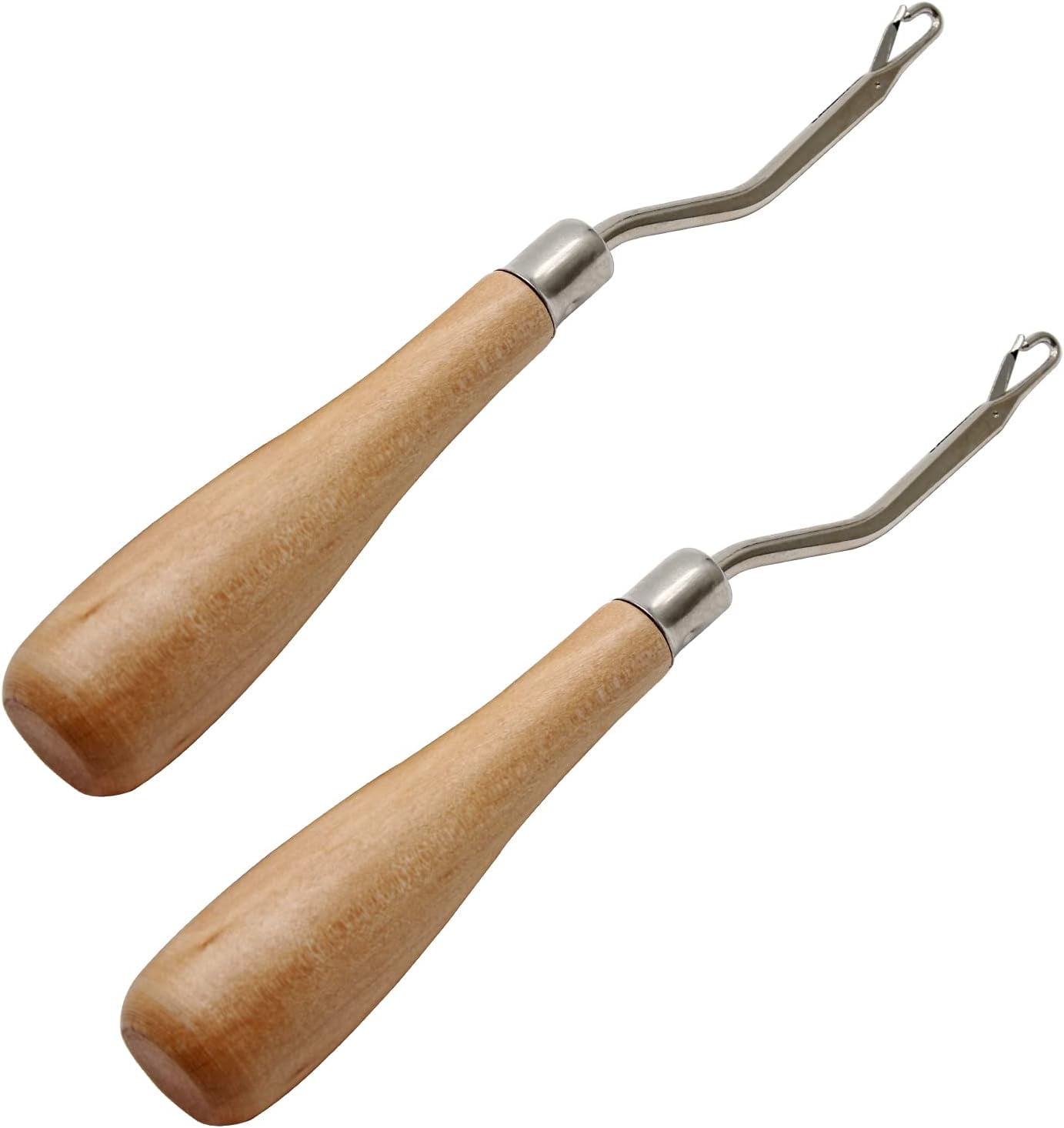 6.3 Inch Wooden Bent Latch Hook Tool 2Pcs, Crochet Needle Hook Knitting ...