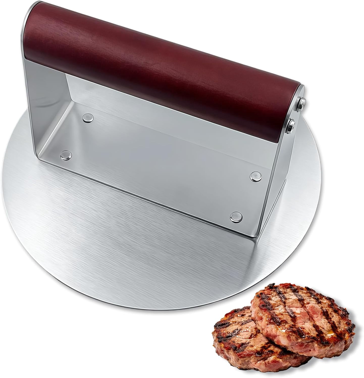 6.3" Non-Stick Stainless Steel Burger Press - 1.32lbs Grill Press with ...