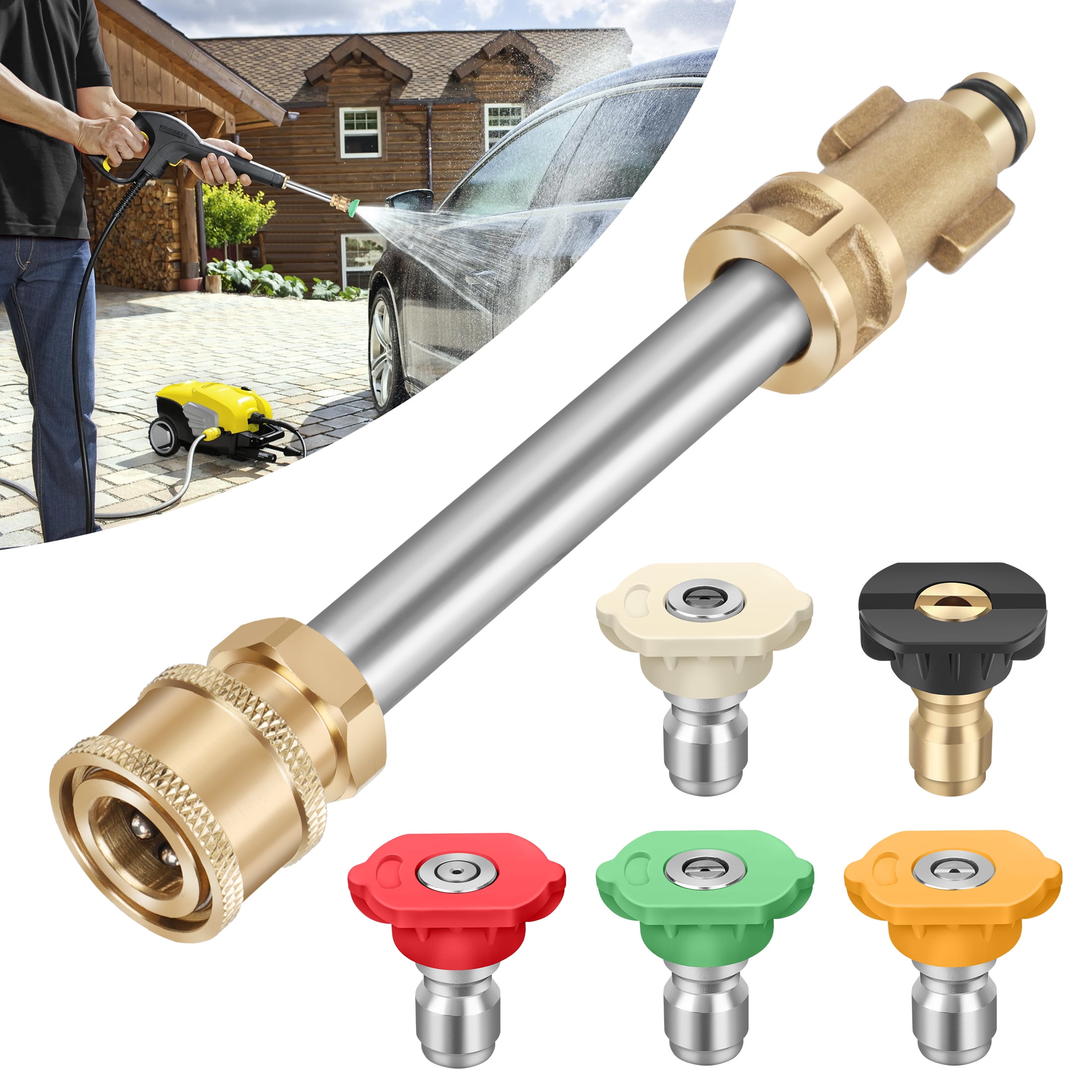 6.3'' Pressure Washing Gun Adapter, TSV 1/4'' Female Quick Connector ...