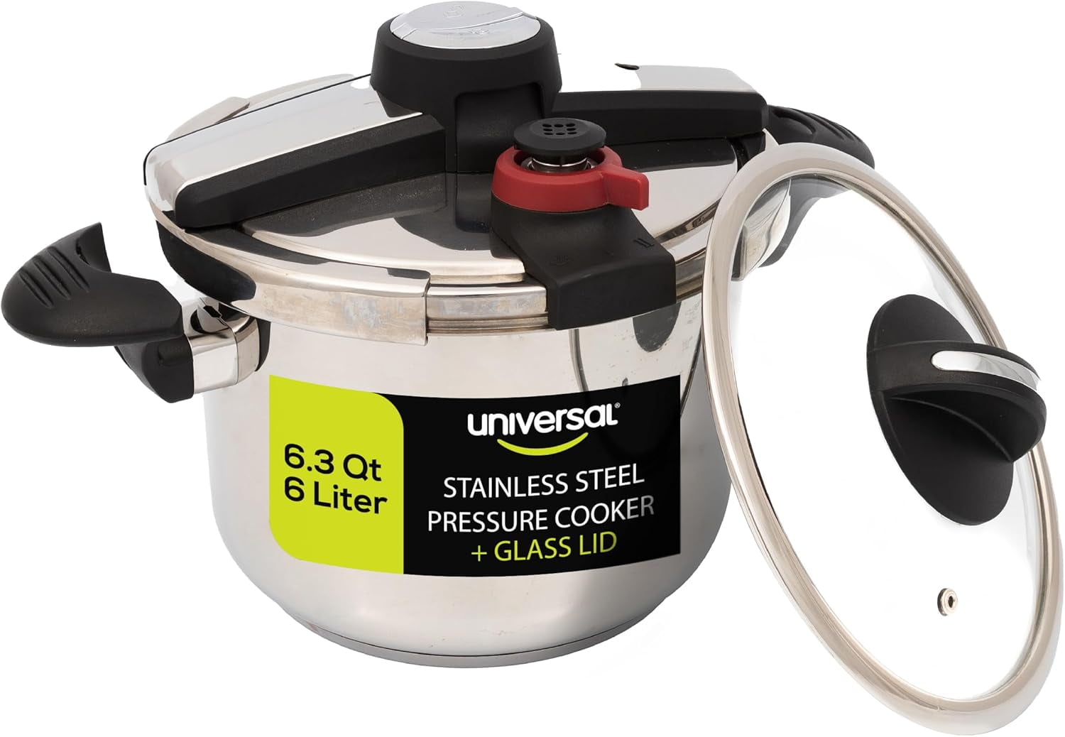 (6.3 Qt/6 Liter) Silver Express Pressure Cooker + Extra Glass Lid (15 ...